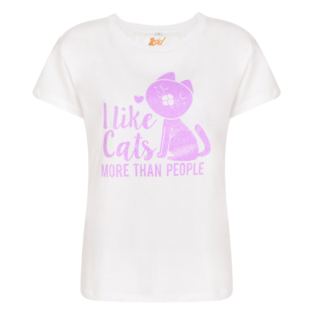 Cute Cat Slogan Lilac Glitter Print Gift Ladies Womens White T - Etsy