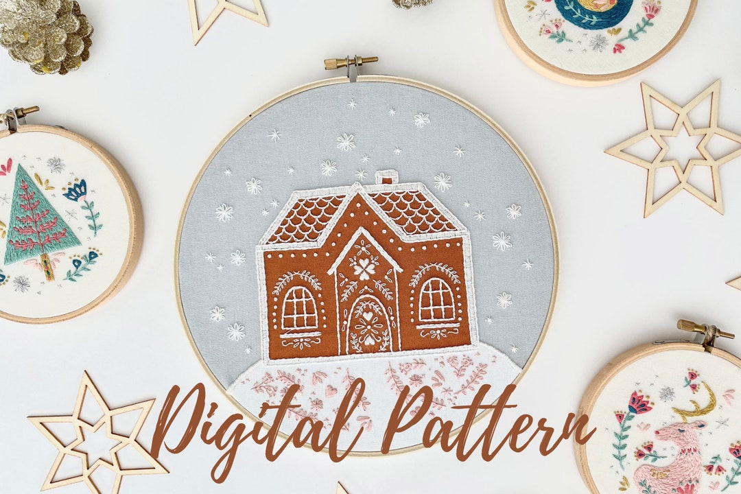 Gingerbread House Embroidery Pattern, PDF Embroidery Pattern, Digital ...
