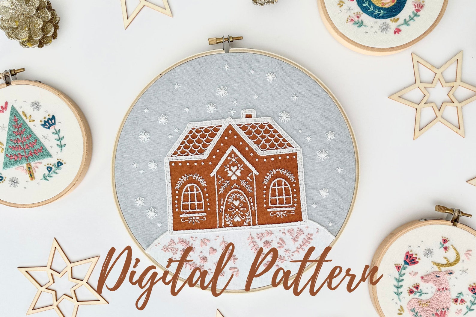 Gingerbread House Embroidery Pattern, PDF Embroidery Pattern, Digital ...