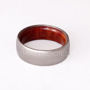 Red Cedar Ring, Metal and Wood Ring, Round Wedding Band, Anniversary ...