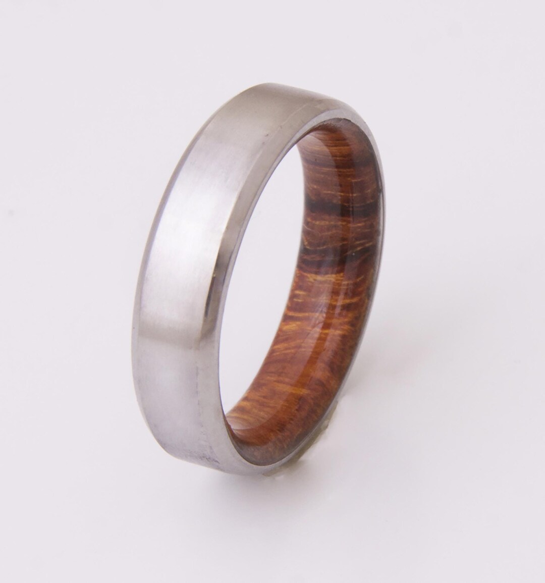 Chamfered Ring, Wood Ring for Men Woman , Hawaiian Koa Band , Beveled ...