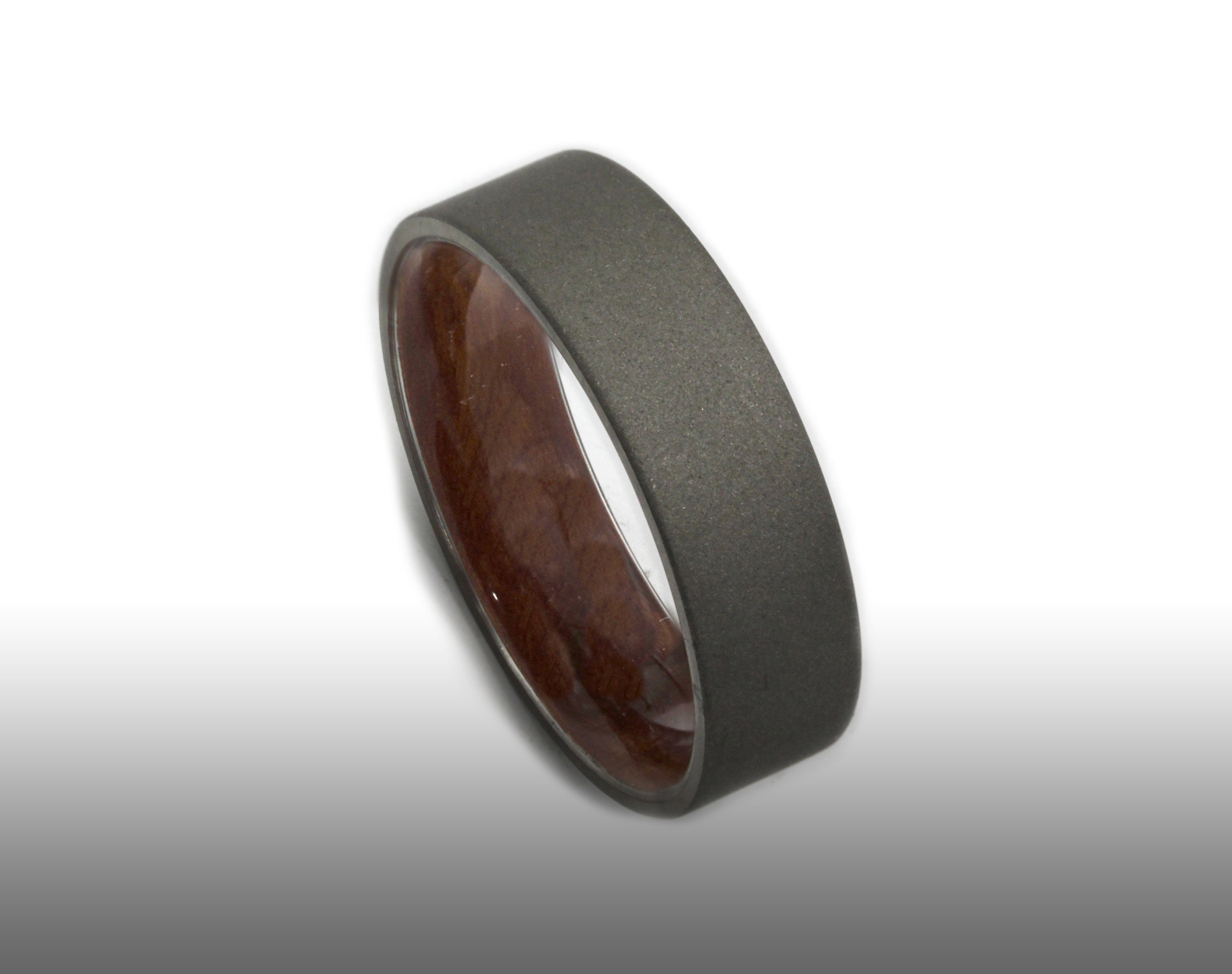 Titanium and Western Red Cedar wood lined Men's Ring with | Etsy