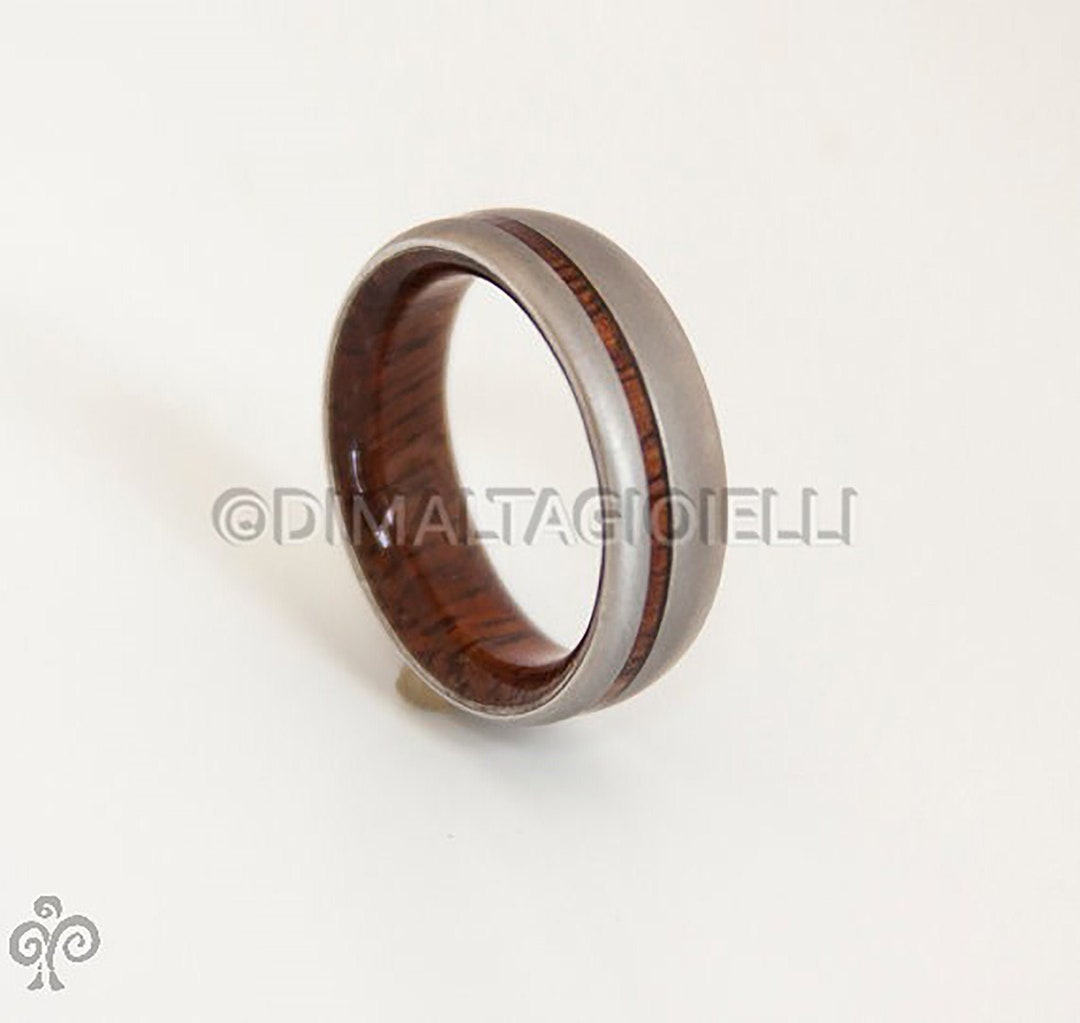 Titanium and Hawaiian Koa Rings - Mens Wood Rings - Wood Wedding Band ...