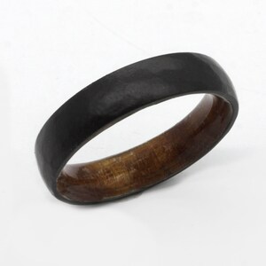 Red Cedar Ring for Man and Woman Black Titanium Wedding Band Wood ...