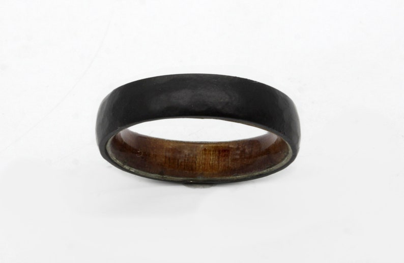 Red Cedar Ring for Man and Woman Black Titanium Wedding Band - Etsy