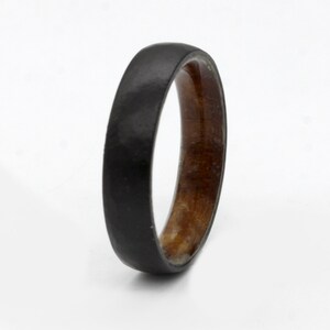 Red Cedar Ring for Man and Woman Black Titanium Wedding Band Wood ...