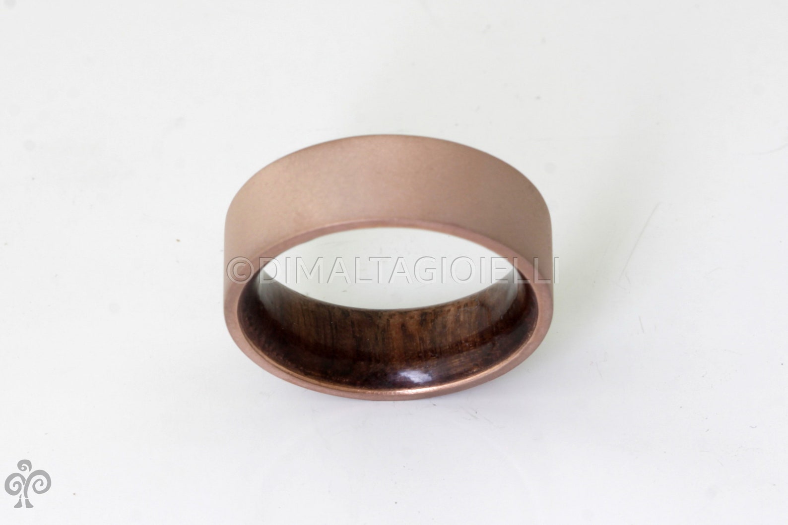 Copper Man Ring Flat Wedding Band Wood Ring Sandblast Metal - Etsy