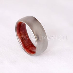 Red Cedar Ring, Metal and Wood Ring, Round Wedding Band, Anniversary ...
