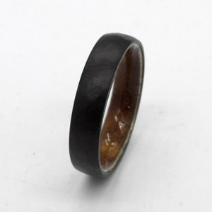 Red Cedar Ring for Man and Woman Black Titanium Wedding Band Wood ...