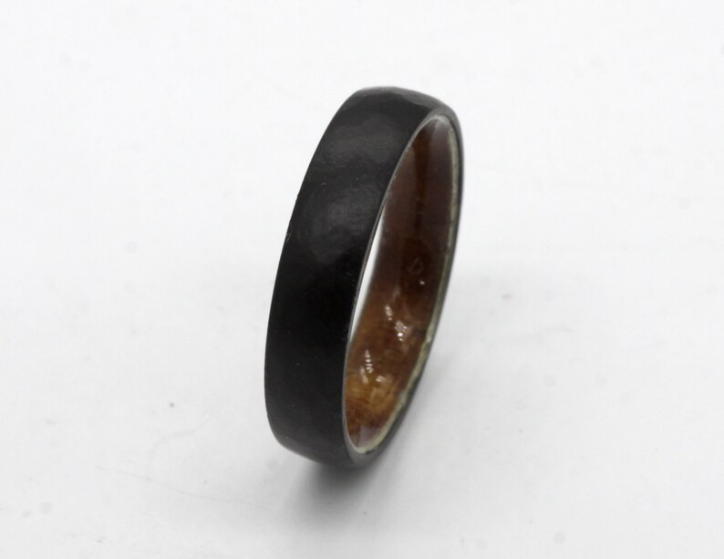 Red Cedar Ring for Man and Woman Black Titanium Wedding Band - Etsy