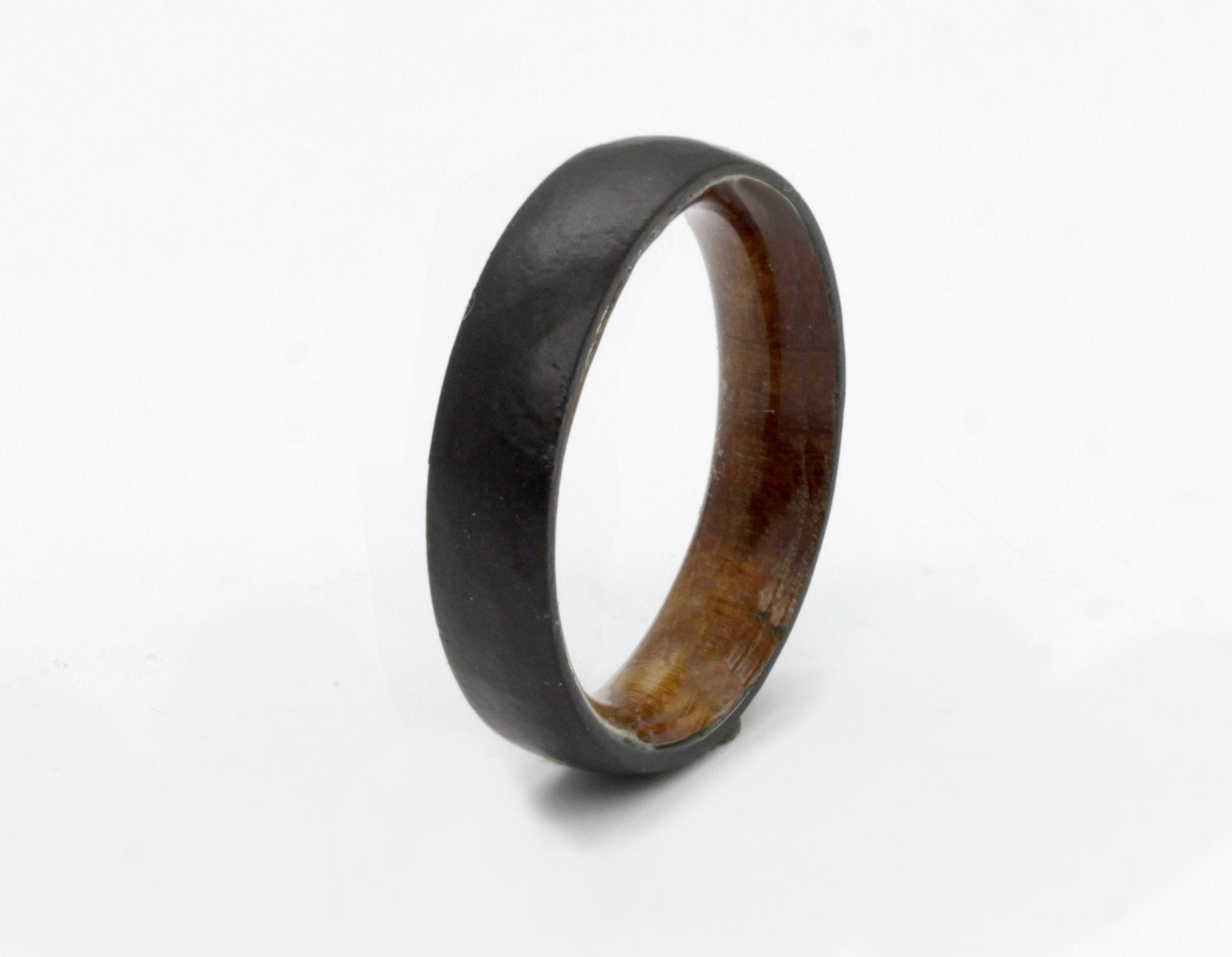 Red Cedar Ring for Man and Woman Black Titanium Wedding Band - Etsy