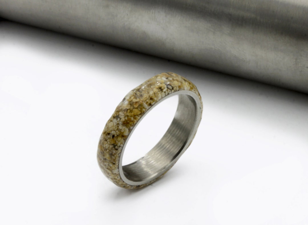 Sand Ring From Hawaii, Unique Titanium Band for Man and Woman ...