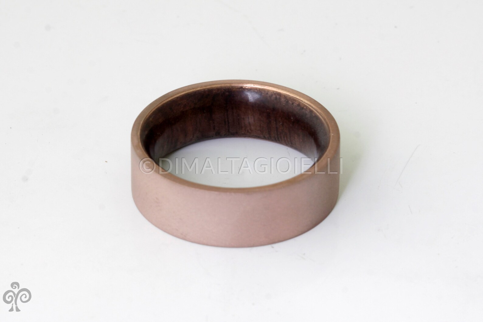 Copper Man Ring Flat Wedding Band Wood Ring Sandblast Metal - Etsy