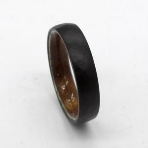 Red Cedar Ring for Man and Woman Black Titanium Wedding Band Wood ...