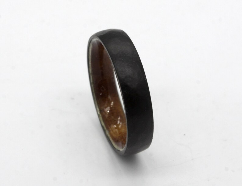 Red Cedar Ring for Man and Woman Black Titanium Wedding Band - Etsy