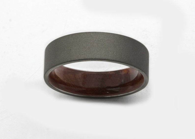 Titanium and Western Red Cedar Wood Lined Men's Ring With | Etsy