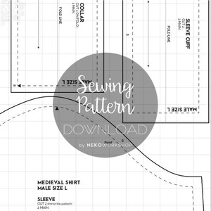 Medieval Shirt - PDF Sewing Pattern｜male L Size - Etsy