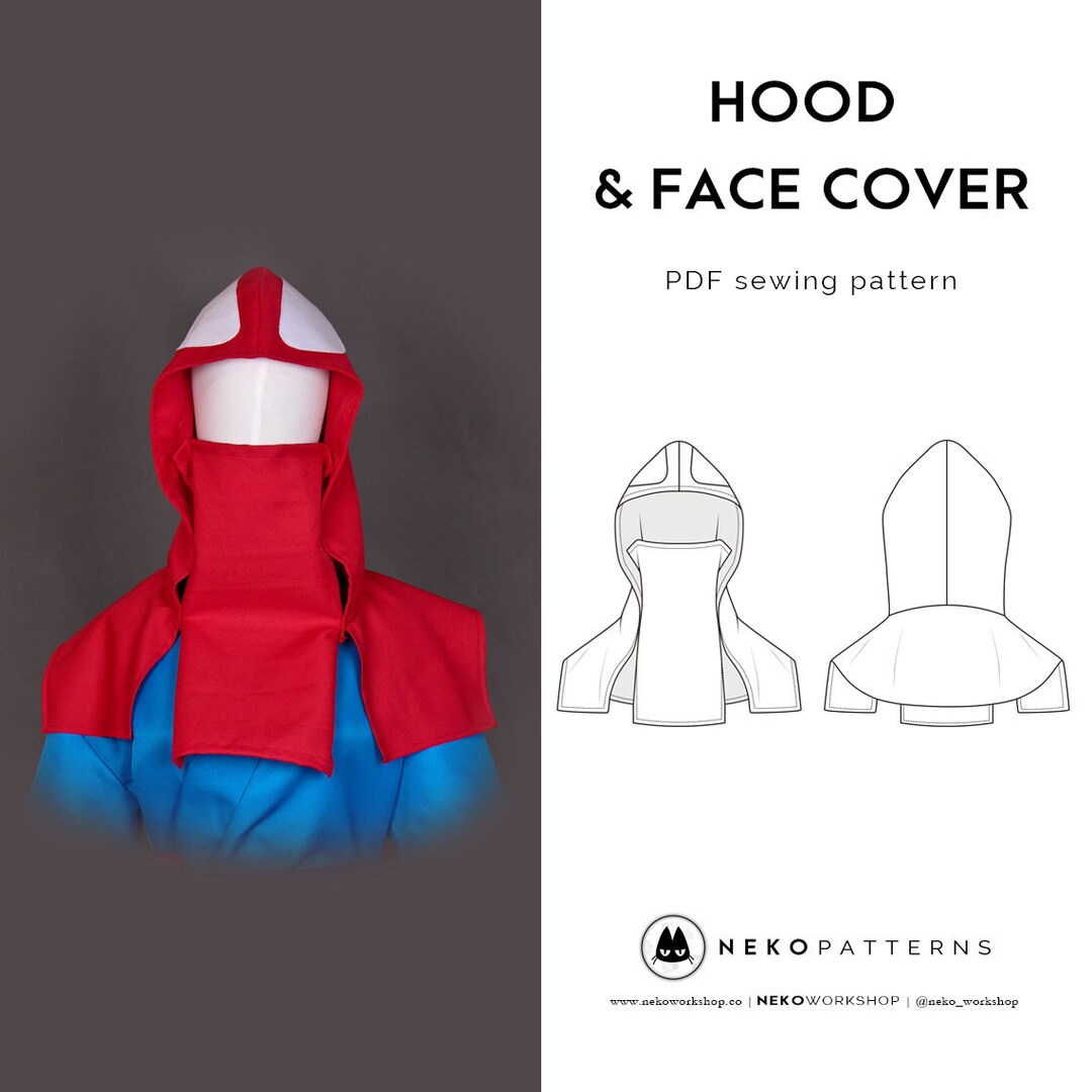 Hood & Face Cover - PDF Sewing Pattern｜male L Size - Etsy