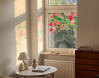 Rose Sticker Rose Stained Glass Window Sticker Flowers - Etsy