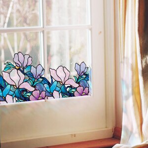 FUNLIFE Magnolia Window Cover Decal, Botanical Window Film, Reusable ...