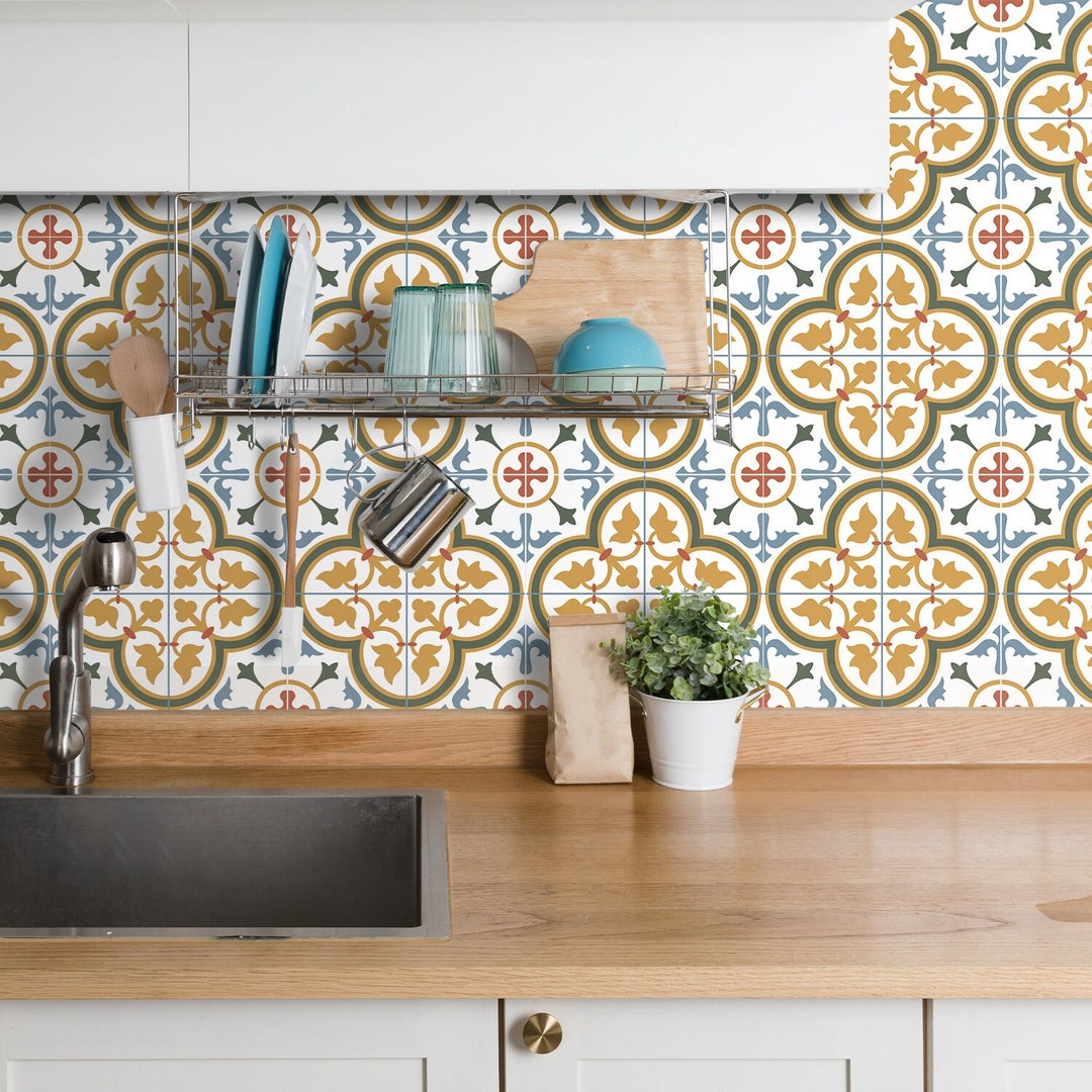 Peel and Stick Floor Tile Sticker Geometric Moroccan Linoleum - Etsy UK