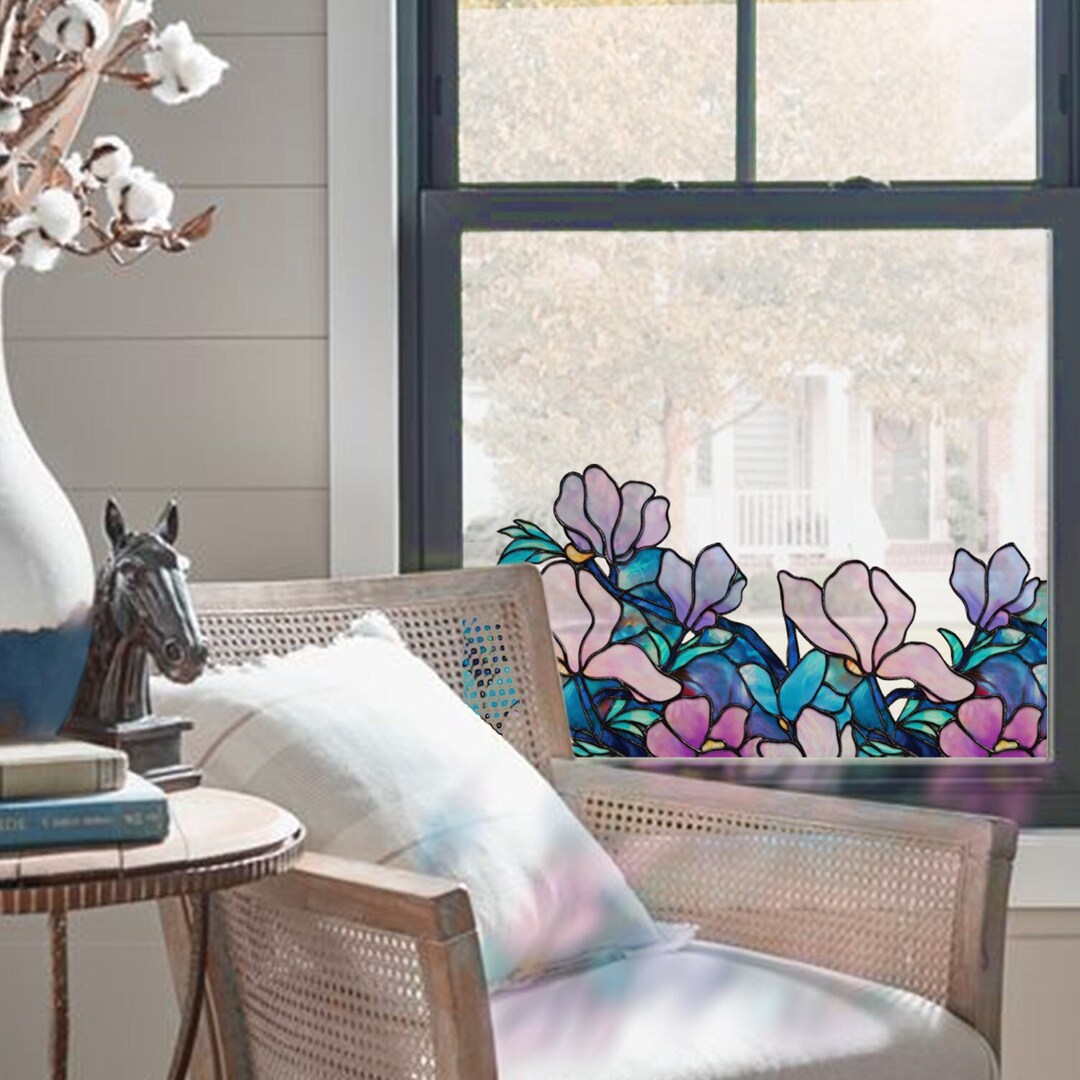 FUNLIFE Magnolia Window Cover Decal, Botanical Window Film, Reusable ...