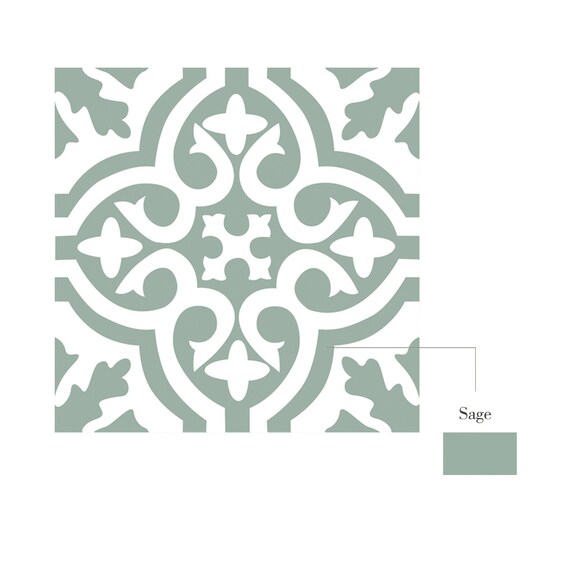 FUNLIFE Backsplash Tile Sticker Sage Green Vintage Pattern - Etsy