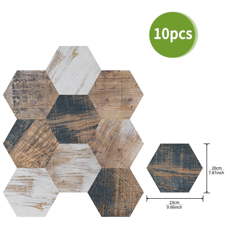FUNLIFE Vintage Hexagon Tile Floor Stickers Brown Wood - Etsy