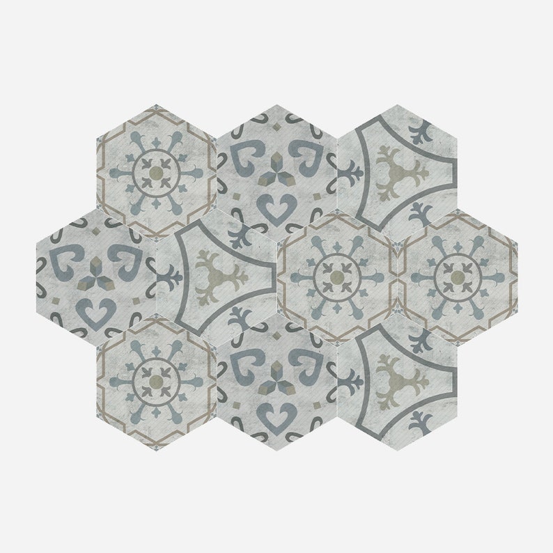 FUNLIFE Vintage Hexagon Tile Floor Stickers Concrete - Etsy