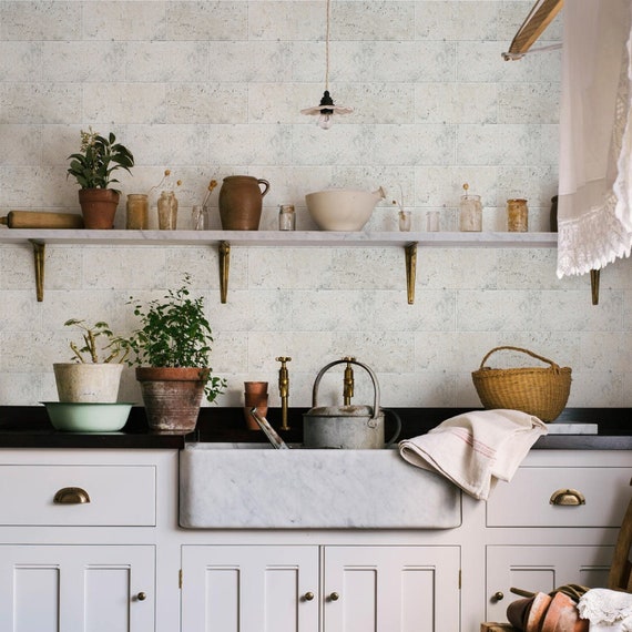 Peel and Stick Stone Brick Tile Backsplash Decal,Self Adhesive Retro ...