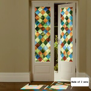 Rhombus Window Film Stained Glass, Suncatcher Sticker, Rainbow Diamond ...