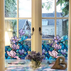 FUNLIFE Magnolia Window Cover Decal, Botanical Window Film, Reusable ...