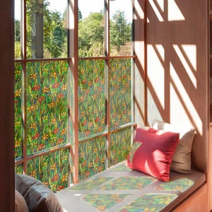 FUNLIFE Spring Flower Daffodil Window Cling, Leaves Window Sticker, Non ...