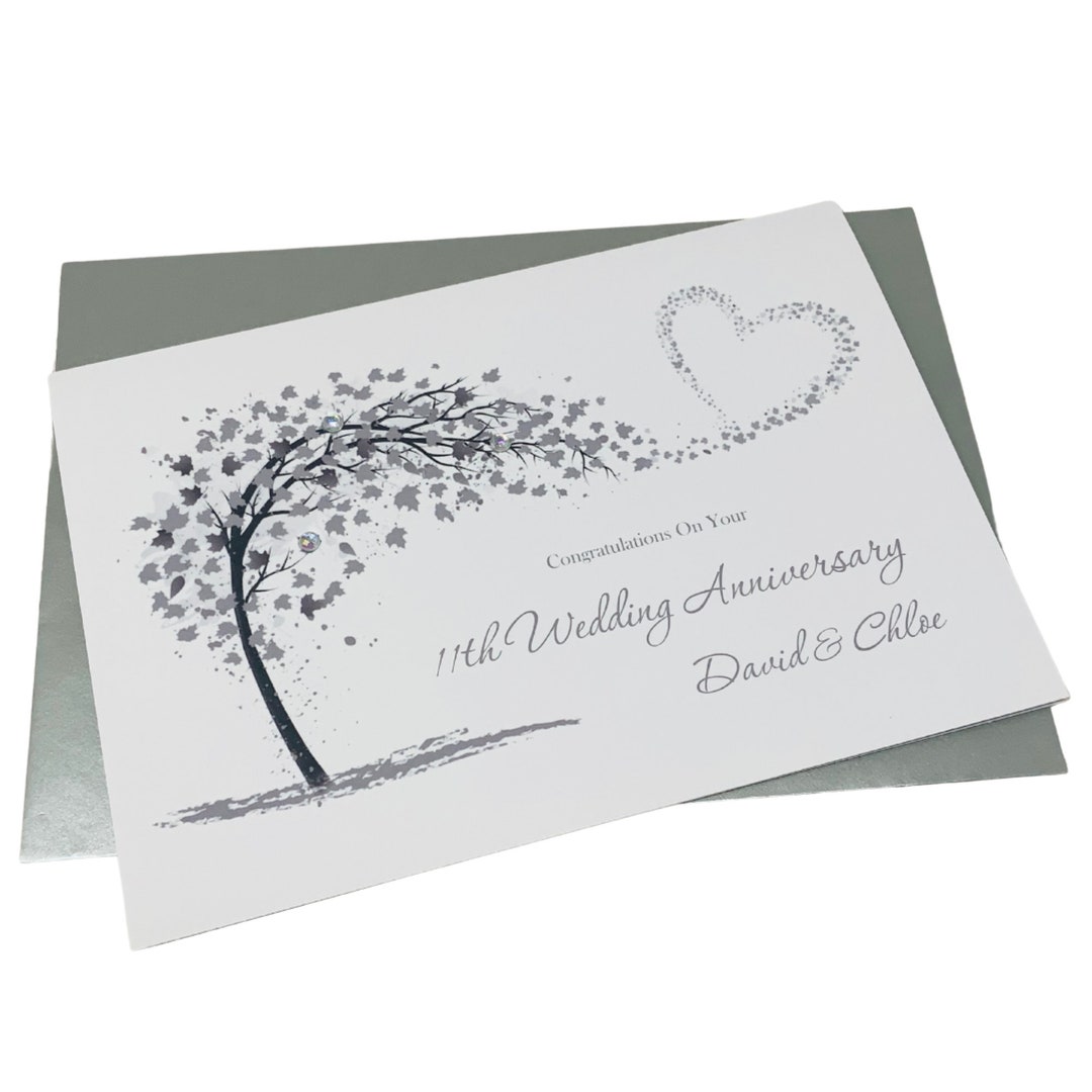 11th Wedding Anniversary Card - Steel 11 Year Eleventh Anniversary ...