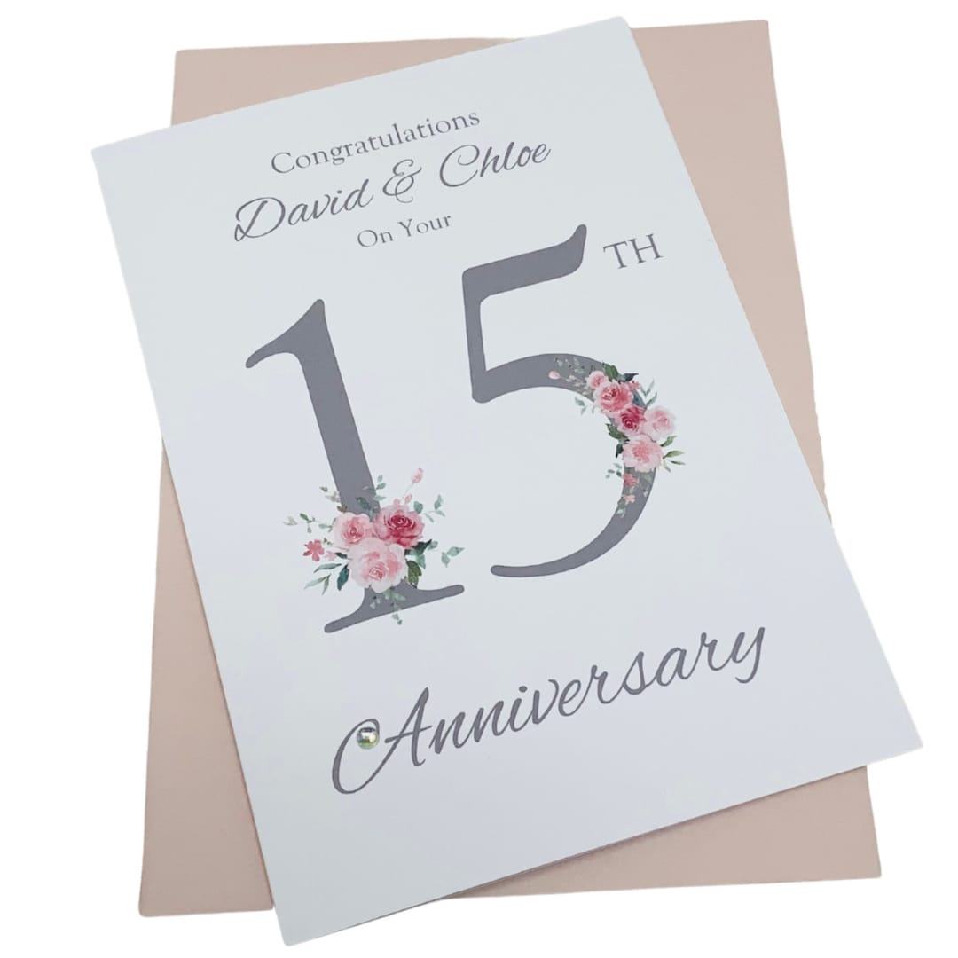 15th Wedding Anniversary Card - Crystal 15 Year Fifteenth Anniversary ...