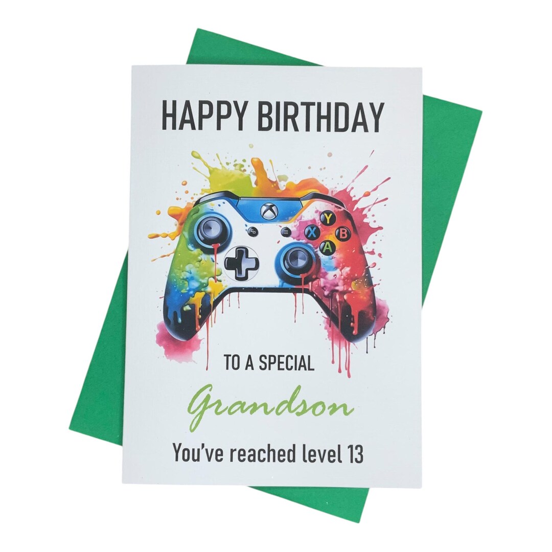 Gaming Birthday Card Personalised Any Name/age Gamer - for Son Daughter ...