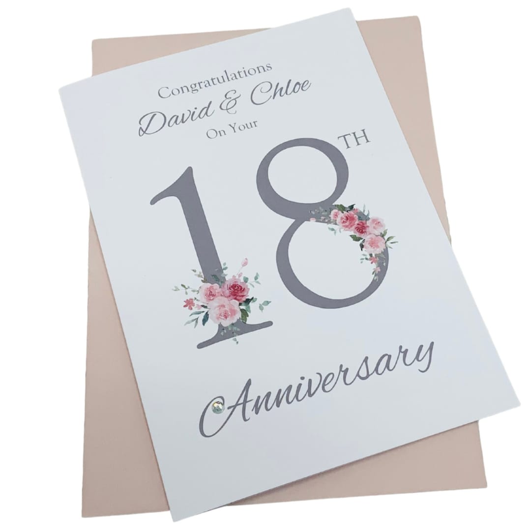 18th Wedding Anniversary Card - Porcelain 18 Year Eighteenth Greeting ...