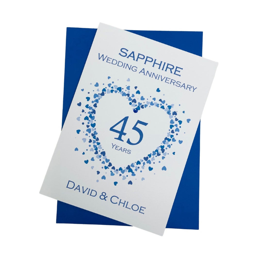 45th Wedding Anniversary Card - Sapphire 45 Year Forty Fifth Greeting ...