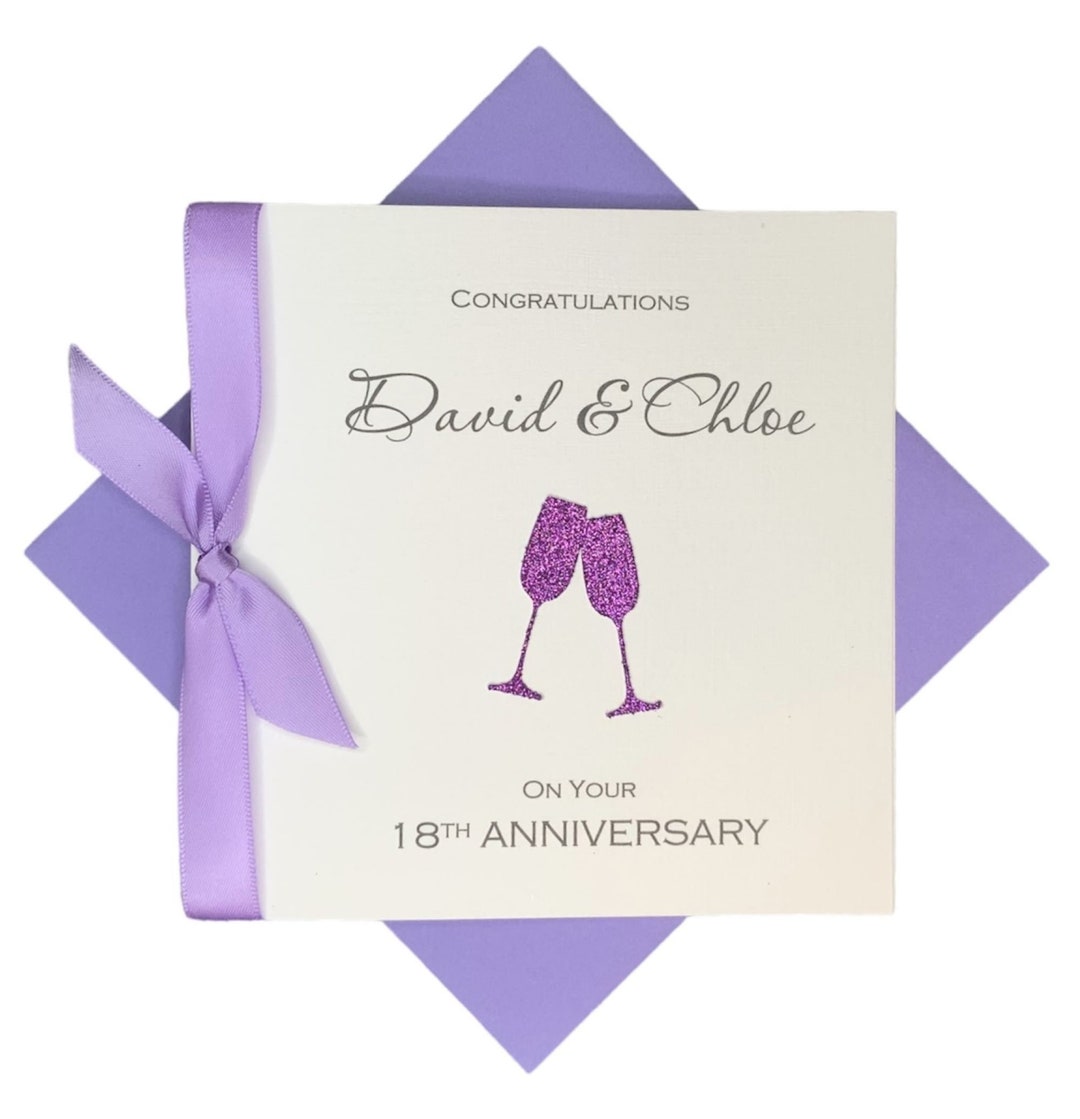 18th Wedding Anniversary Card - Porcelain 18 Year Eighteenth Greeting ...