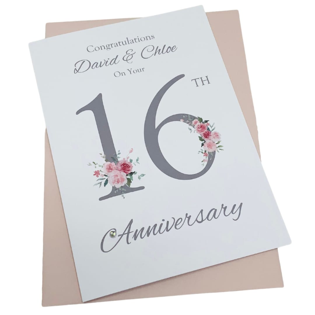 16th Wedding Anniversary Card - Silver Holloware 16 Year Sixteenth ...