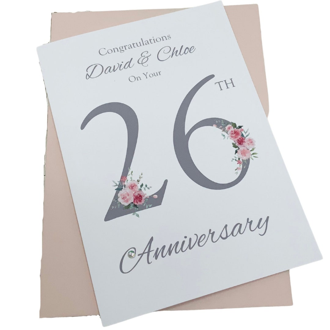 26th Wedding Anniversary Card - Picture 26 Year Twenty Sixth Greeting ...