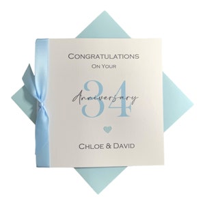 34th Wedding Anniversary Card - Opal 34 Year Thirty Fourth Greeting ...