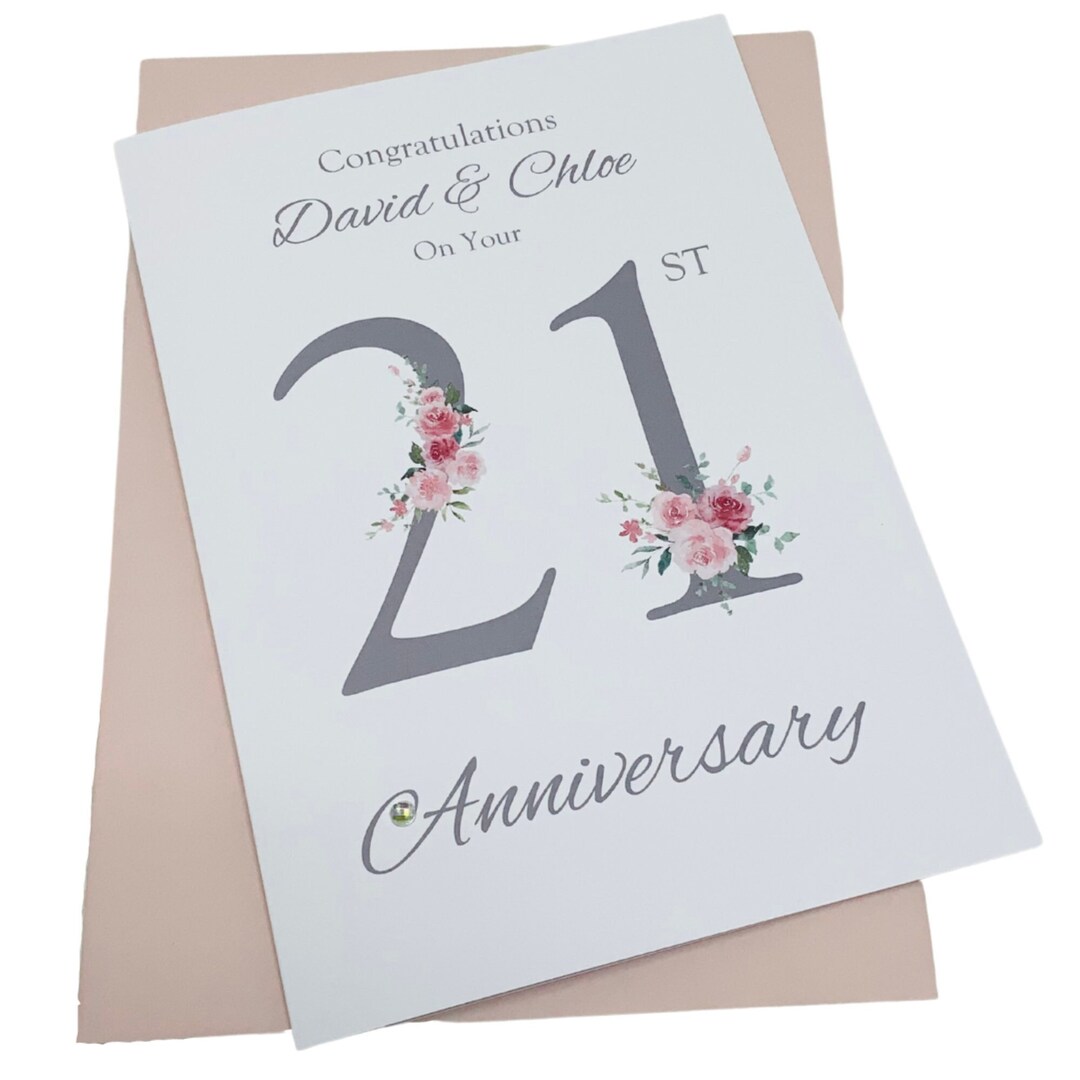 21st Wedding Anniversary Card - Brass 21 Year Twenty First Greeting ...