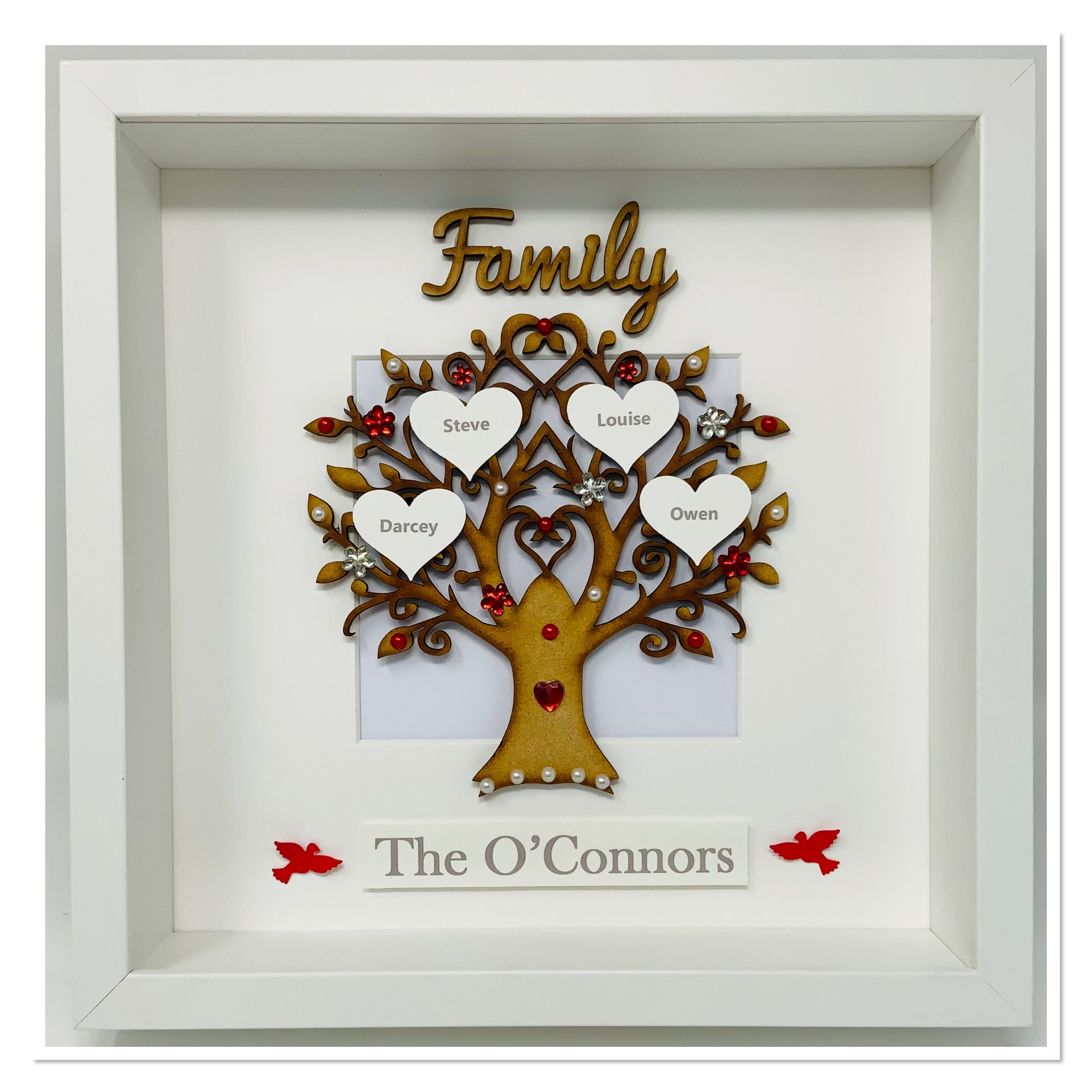 Family Tree 3D Box Frame Picture Personalised up to 14 Names | Etsy
