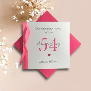 54th Wedding Anniversary Card - 54 Year Fifty Fourth Greeting Gift Wife ...