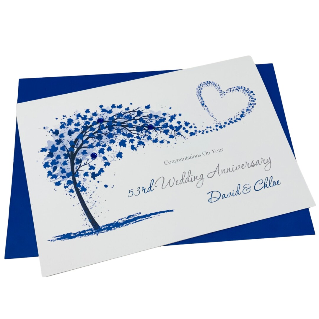 53rd Wedding Anniversary Card - Plastic 53 Year Fifty Third Greeting ...