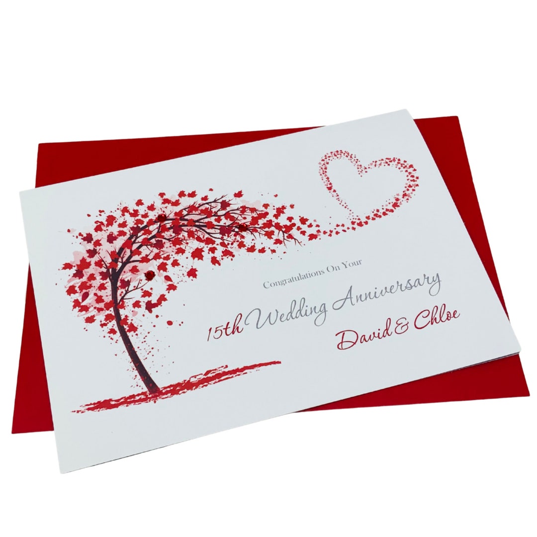 15th Wedding Anniversary Card - Crystal 15 Year Fifteenth Anniversary ...