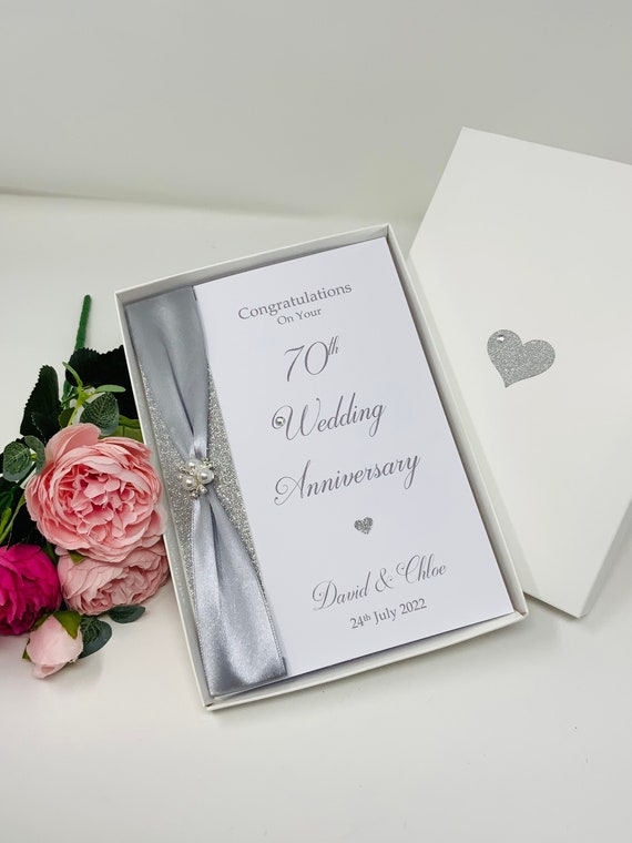 70th Wedding Anniversary Card Platinum 70 Year Seventieth Etsy Uk