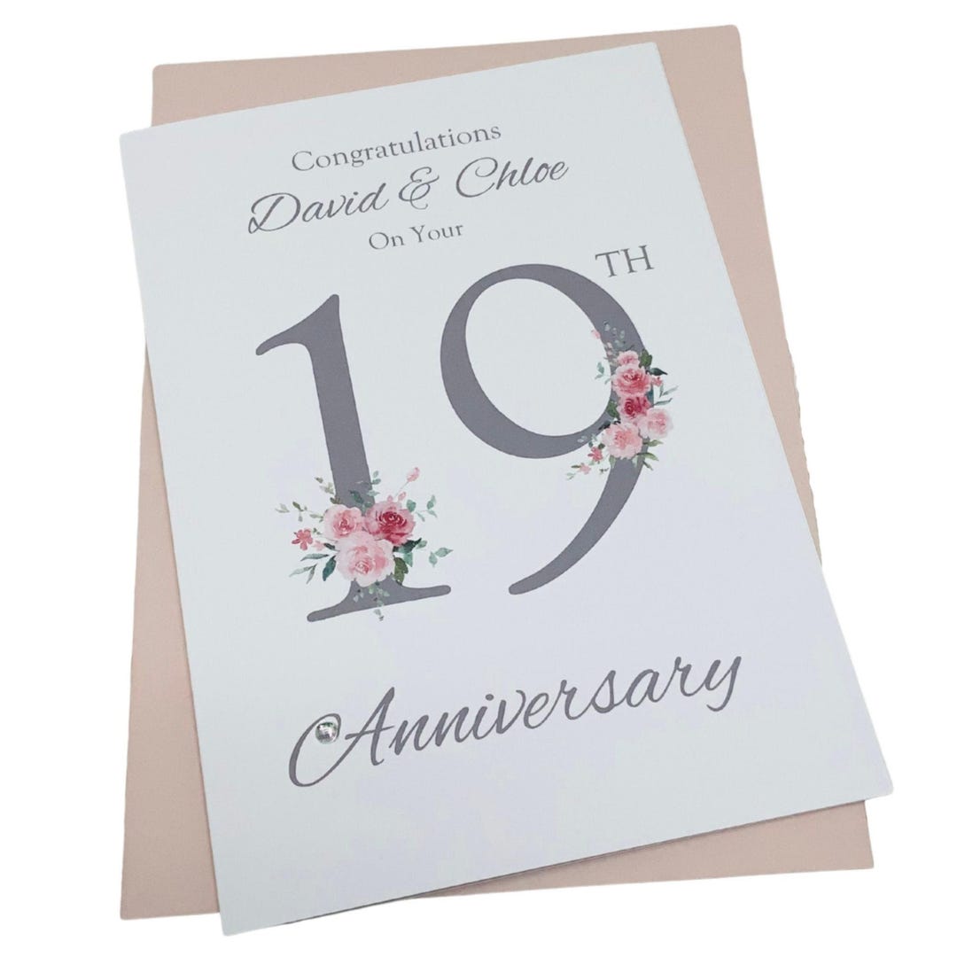 19th Wedding Anniversary Card - Bronze 19 Year Nineteenth Greeting Card ...