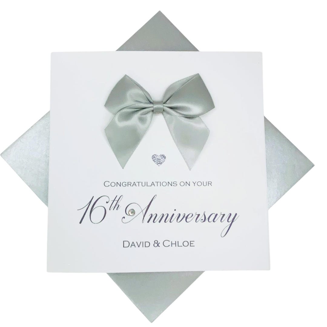 16th Wedding Anniversary Card - Silver Holloware 16 Year Sixteenth ...